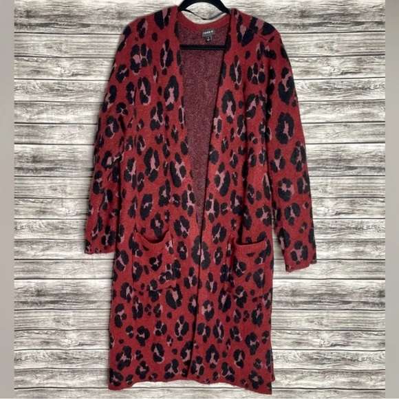 torrid | Sweaters | Torrid Maroon Cheetah Long Cardigan Size 2 | Poshmark